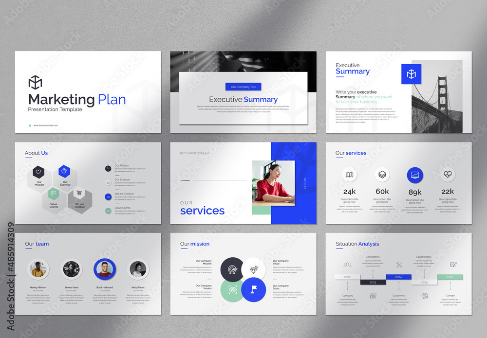 Marketing Plan Presentation Layout Stock Template | Adobe Stock