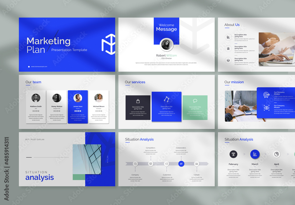 Marketing Plan Presentation Layout Stock Template | Adobe Stock