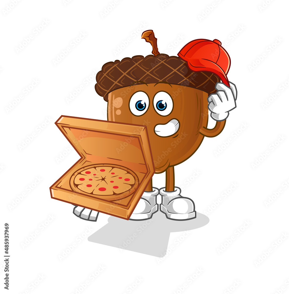 acorn head cartoon pizza delivery boy vector. cartoon character Stock ...