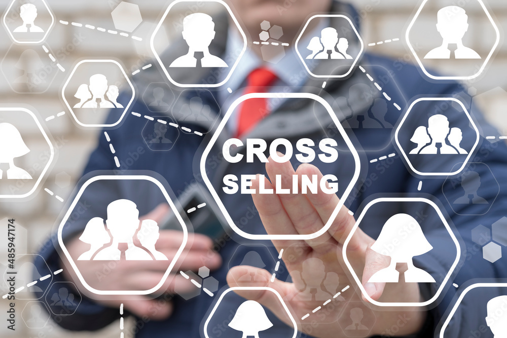 Cross-selling business success concept. Cross sell market retail. Cross ...