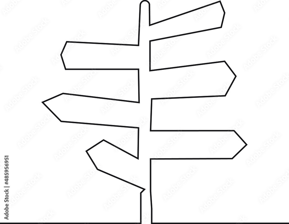 road direction sign arrow isolated on white background one continuous ...