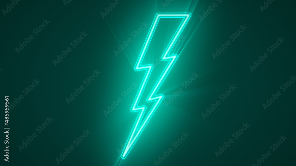 cyan blue neon glowing bolt flash symbol Stock Illustration | Adobe Stock