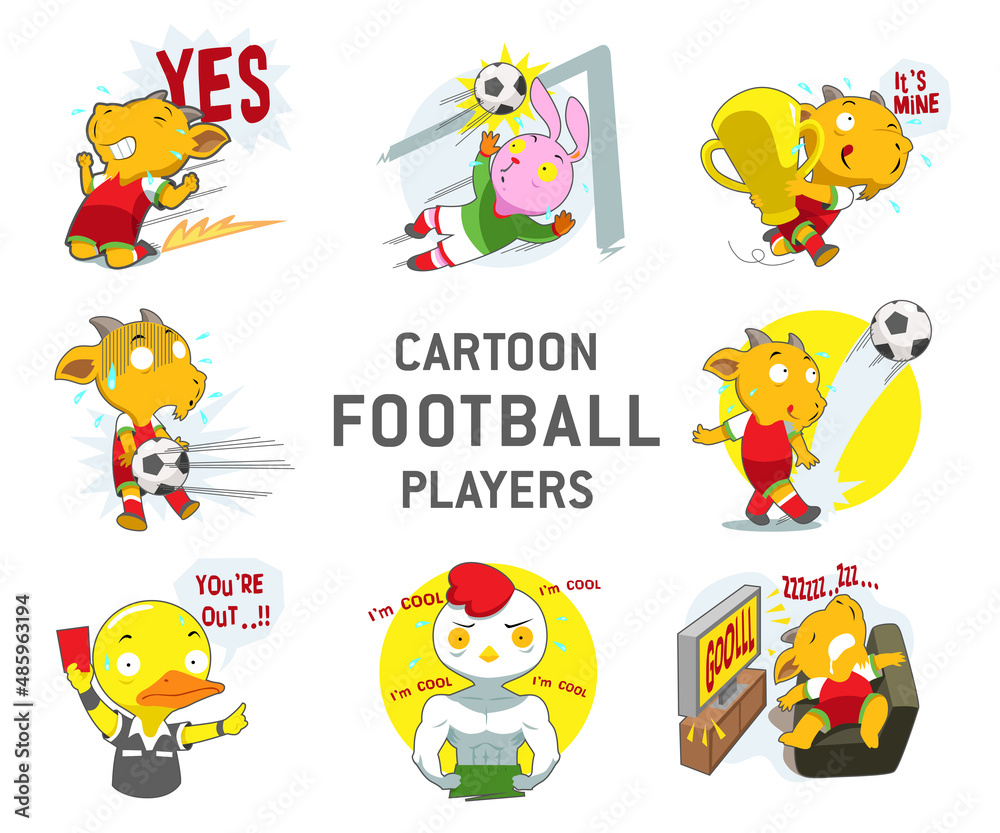 The funny Cartoon Football Players character vector is set to be ...