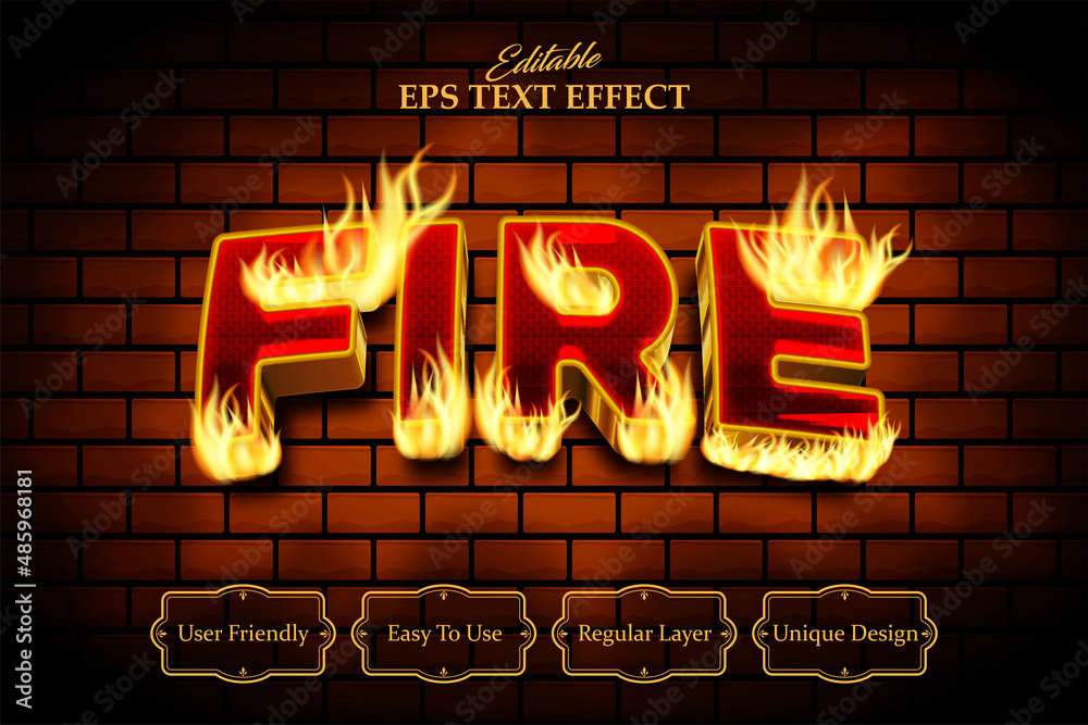Editable text effect, Wall texture background, fire effect, Fire text ...