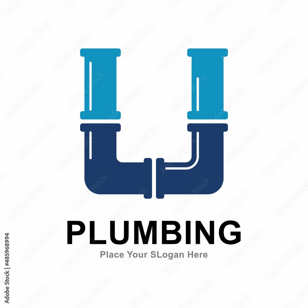 letter u with plumbing pipe logo vector design template. Suitable for ...