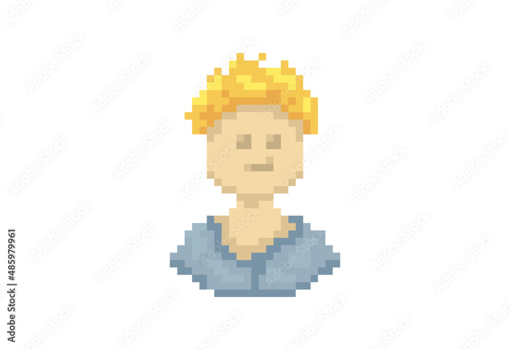Cartoon portrait of a man in pixel art style Stock Vector | Adobe Stock
