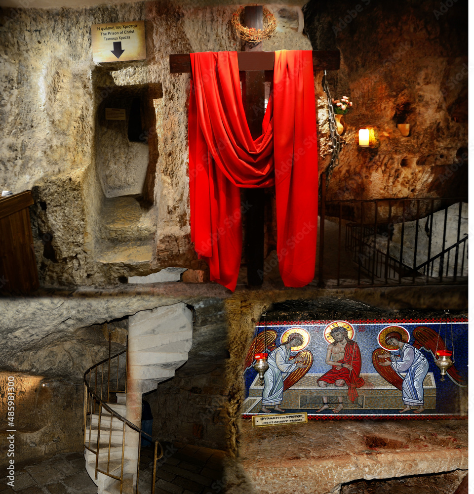 Real prison of Jesus Christ. Reconstruction. Via Dolorosa. Jerusalem ...