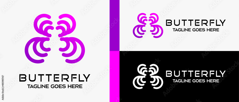 beautiful butterfly logo design template with a creative and simple ...