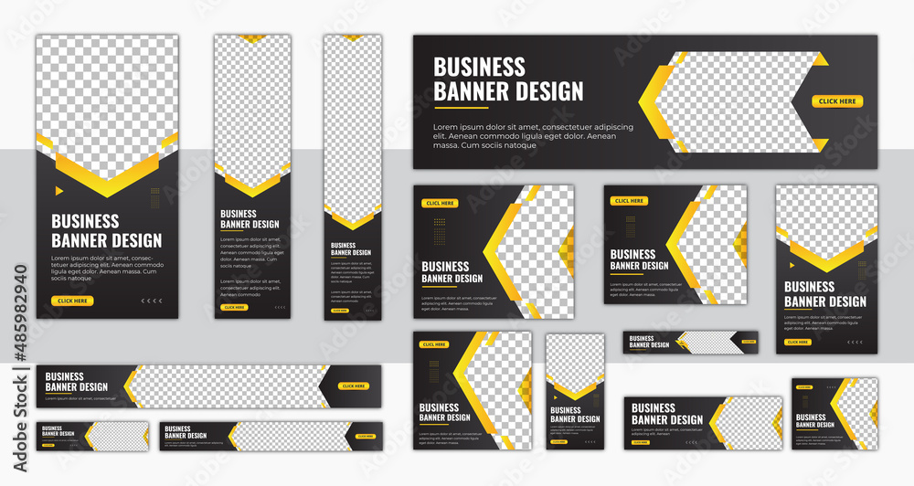 Abstract banner design web template Set, Horizontal header web banner ...