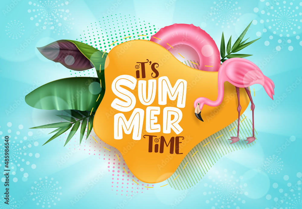 Summer time vector template design. It's summer time text in abstract ...