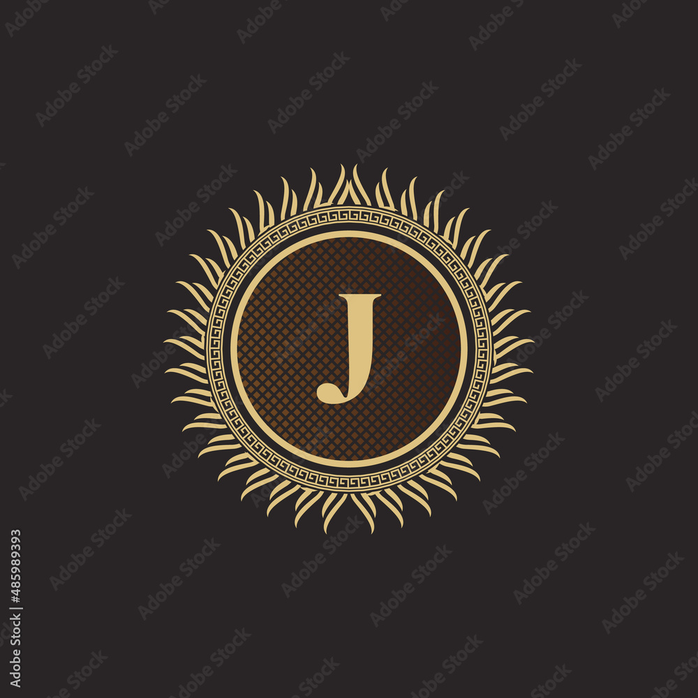 Emblem Letter J Gold Monogram Design. Luxury Volumetric Logo Template ...