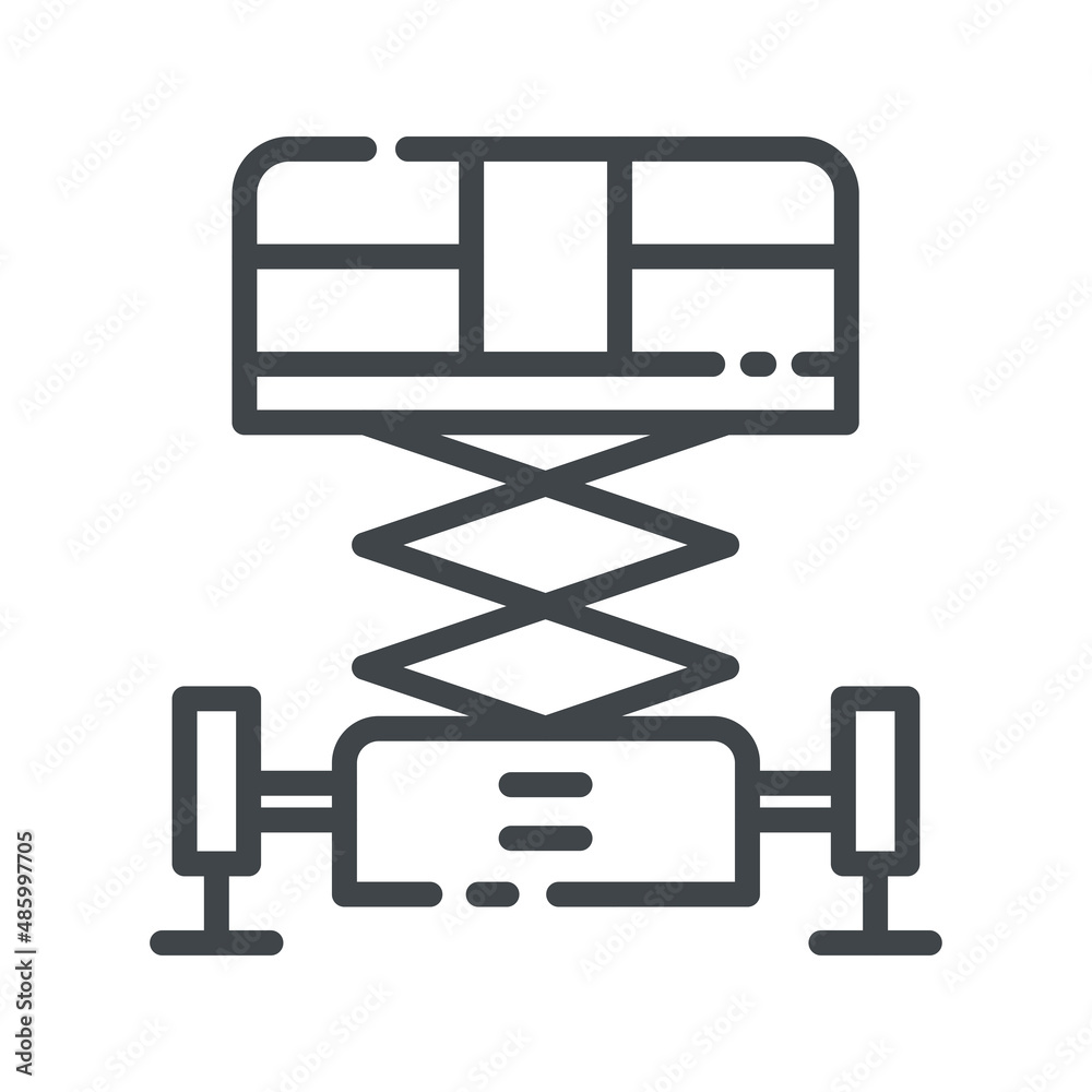 Lifting tower vehicle construction line icon side view isolated on ...