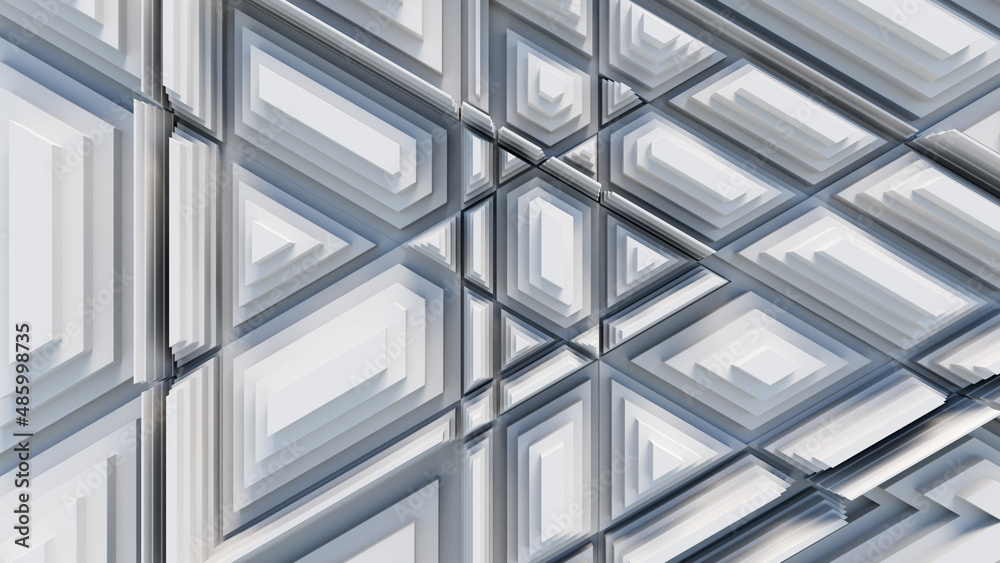White, Tech Background with a Geometric 3D Structure. Clean, Stepped ...