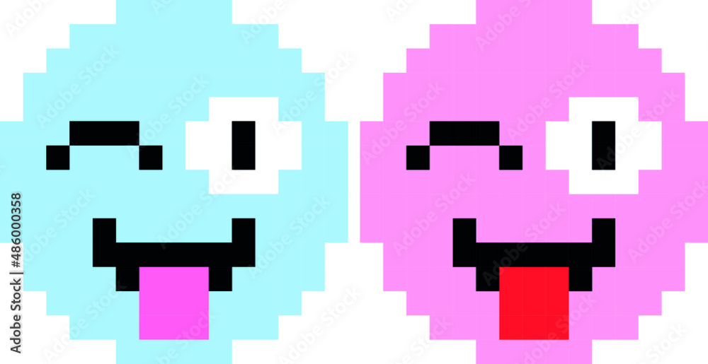 cute face pixel art vector illustration. cute faces pixel image. Stock ...