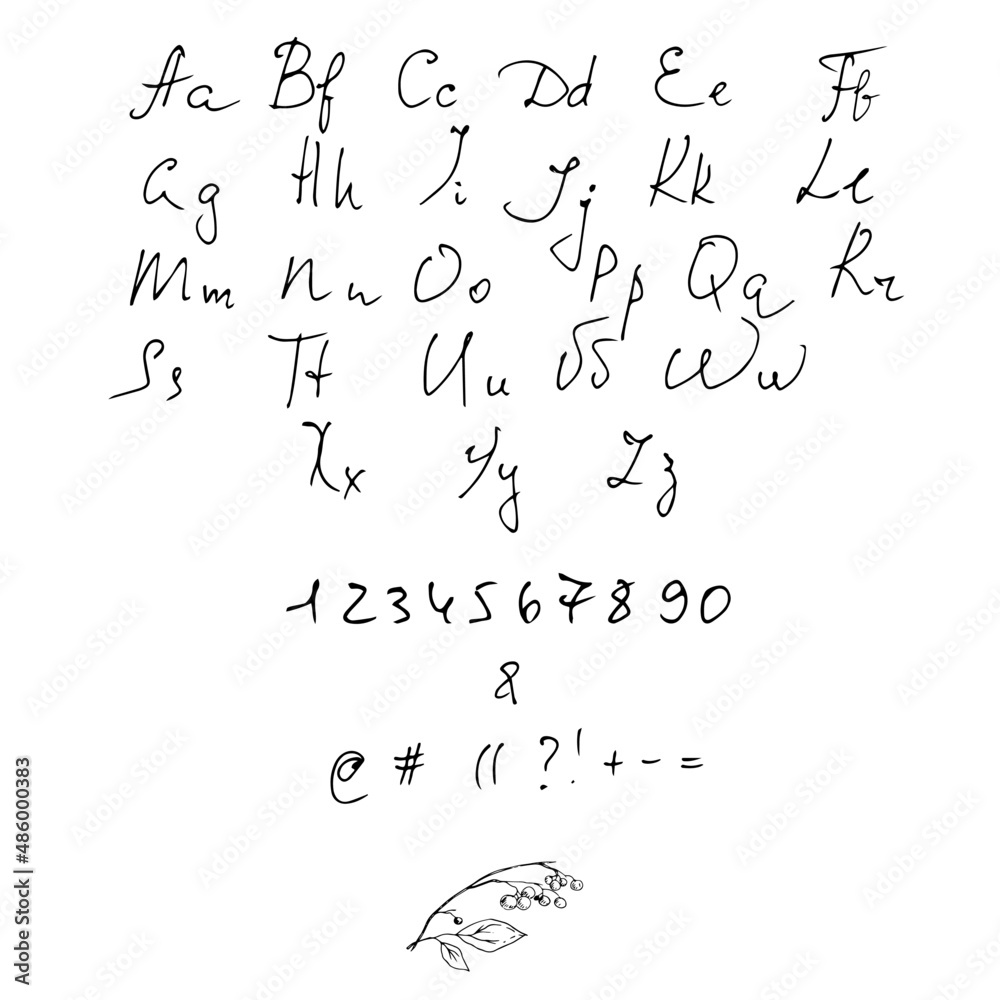 English script font. Uppercase and lowercase letters. Stock Vector ...