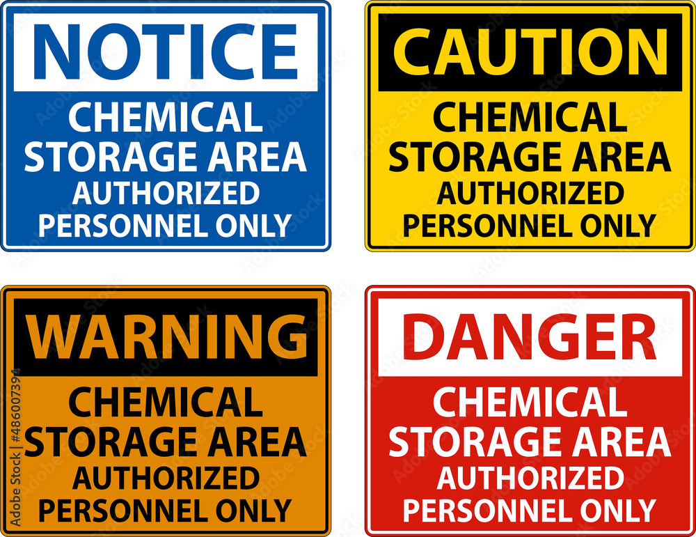 Chemical Storage Area Authorized Personnel Only Symbol Sign Stock ...