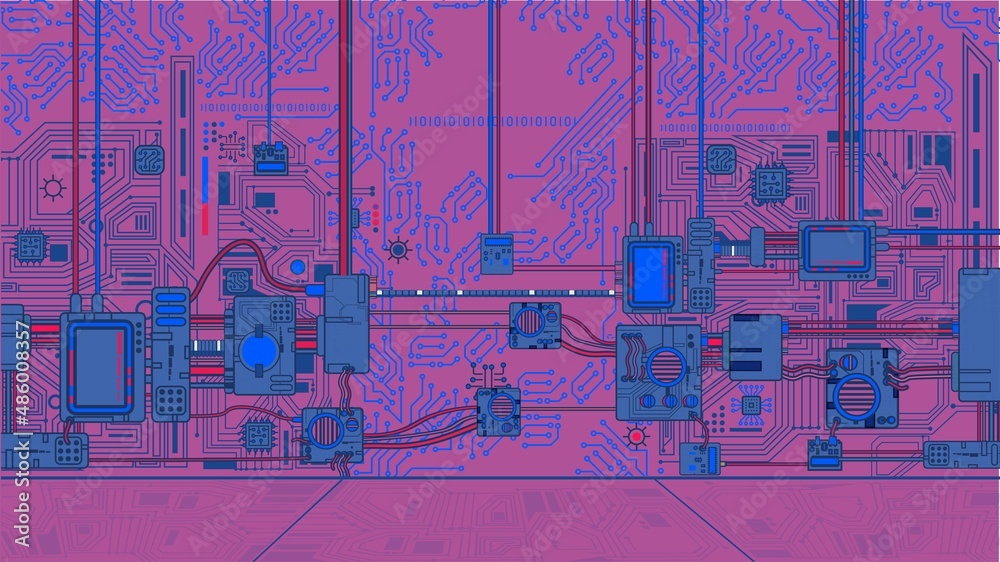 Cyber space background concept filled with digital elements circuit ...