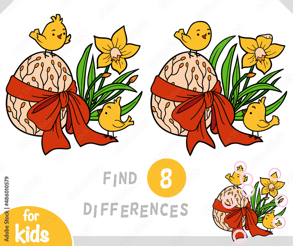 Find differences educational game for children, Easter illustration ...