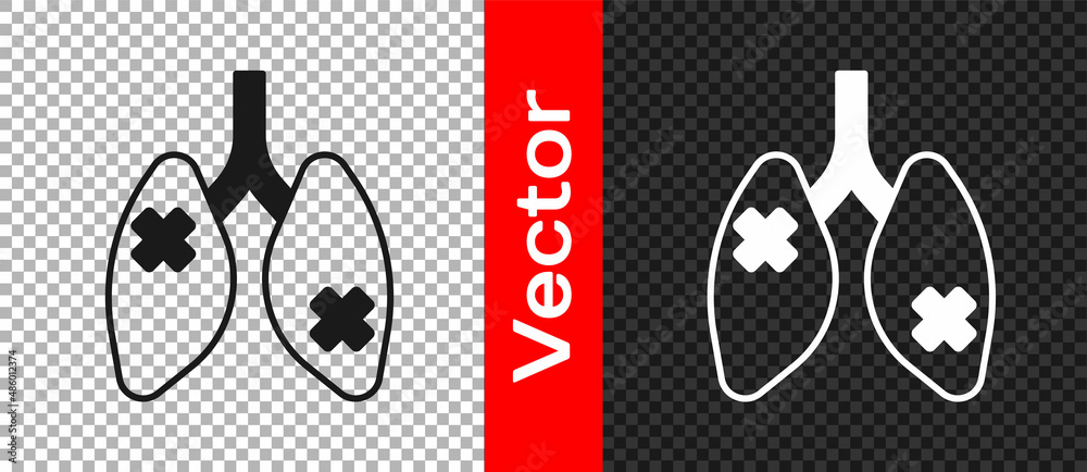 Black Disease lungs icon isolated on transparent background. Vector ...