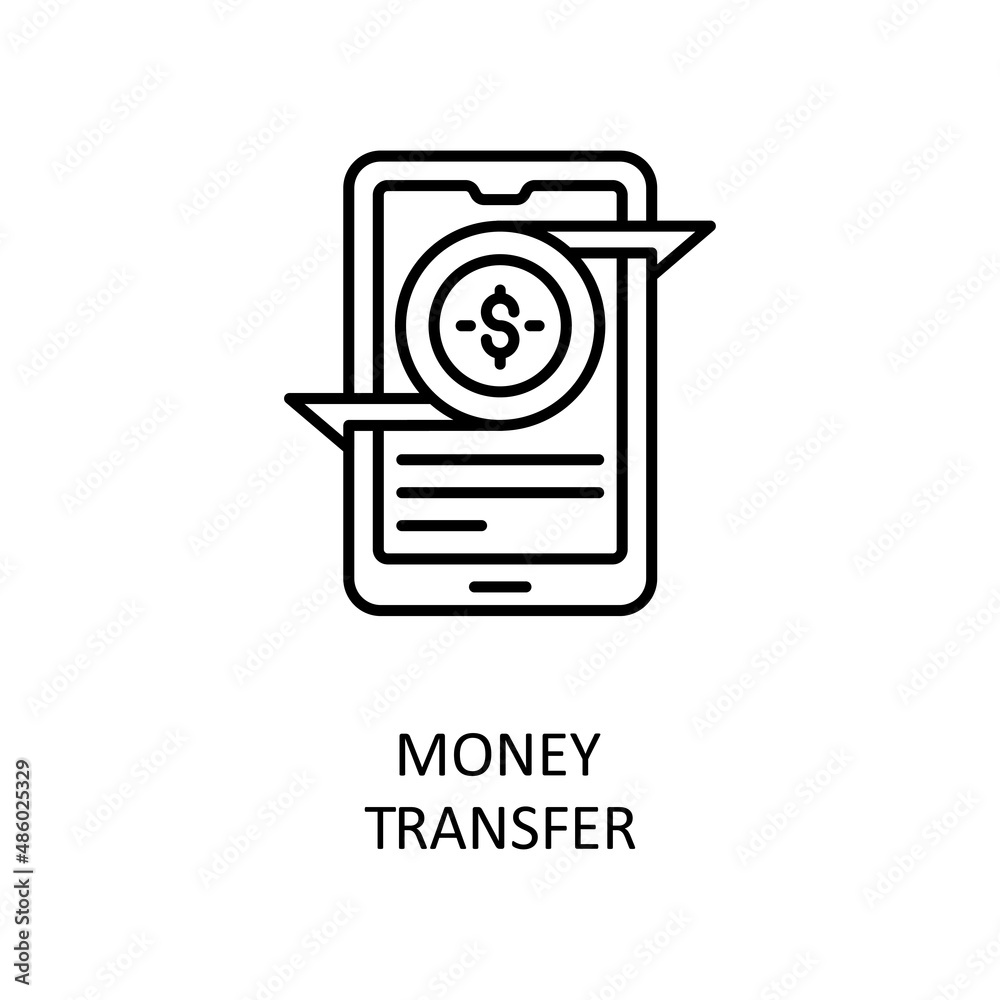 Money Transfer Vector Outline Icon Design illustration. Banking and ...