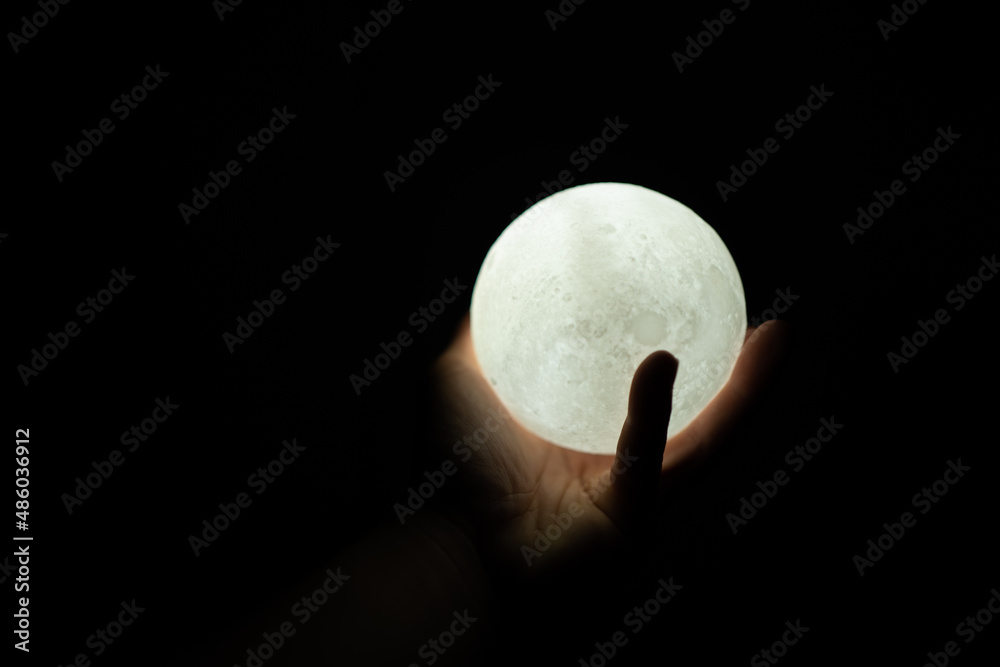 Moon in hands,The stars that are followers of the world on hand,save of ...
