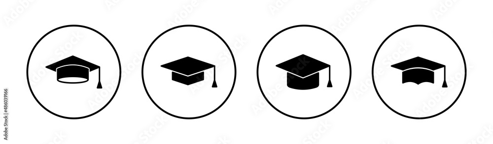 Education icon set. Graduation cap sign and symbol. Graduate. Students ...