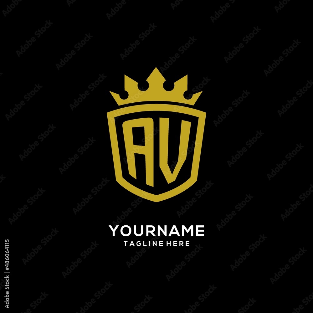 Initial AV logo shield crown style, luxury elegant monogram logo design ...
