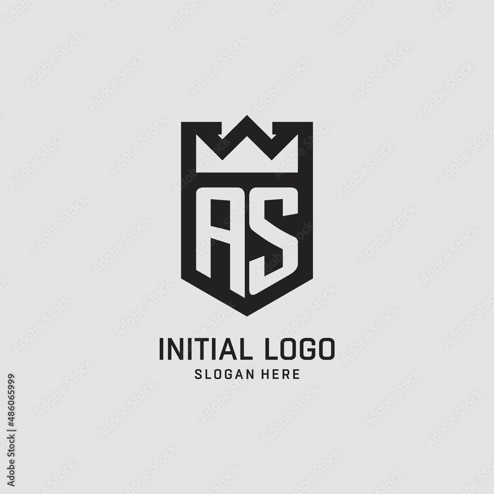 Initial AS logo shield shape, creative esport logo design Stock Vector ...