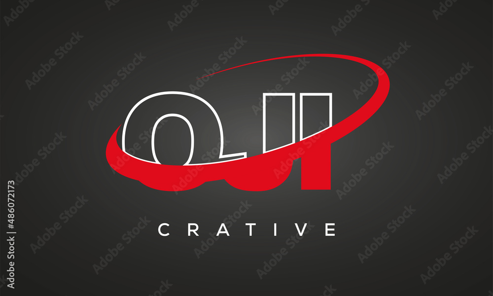 OJI letters creative technology logo with 360 symbol vector art ...