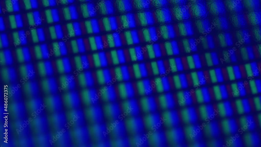 Shot of LED screen matrix under a microscope. Basic Particles of visual ...