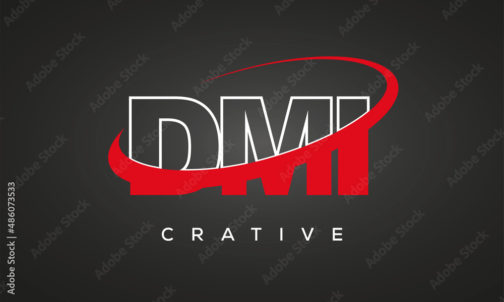 DMI letters creative technology logo with 360 symbol vector art ...