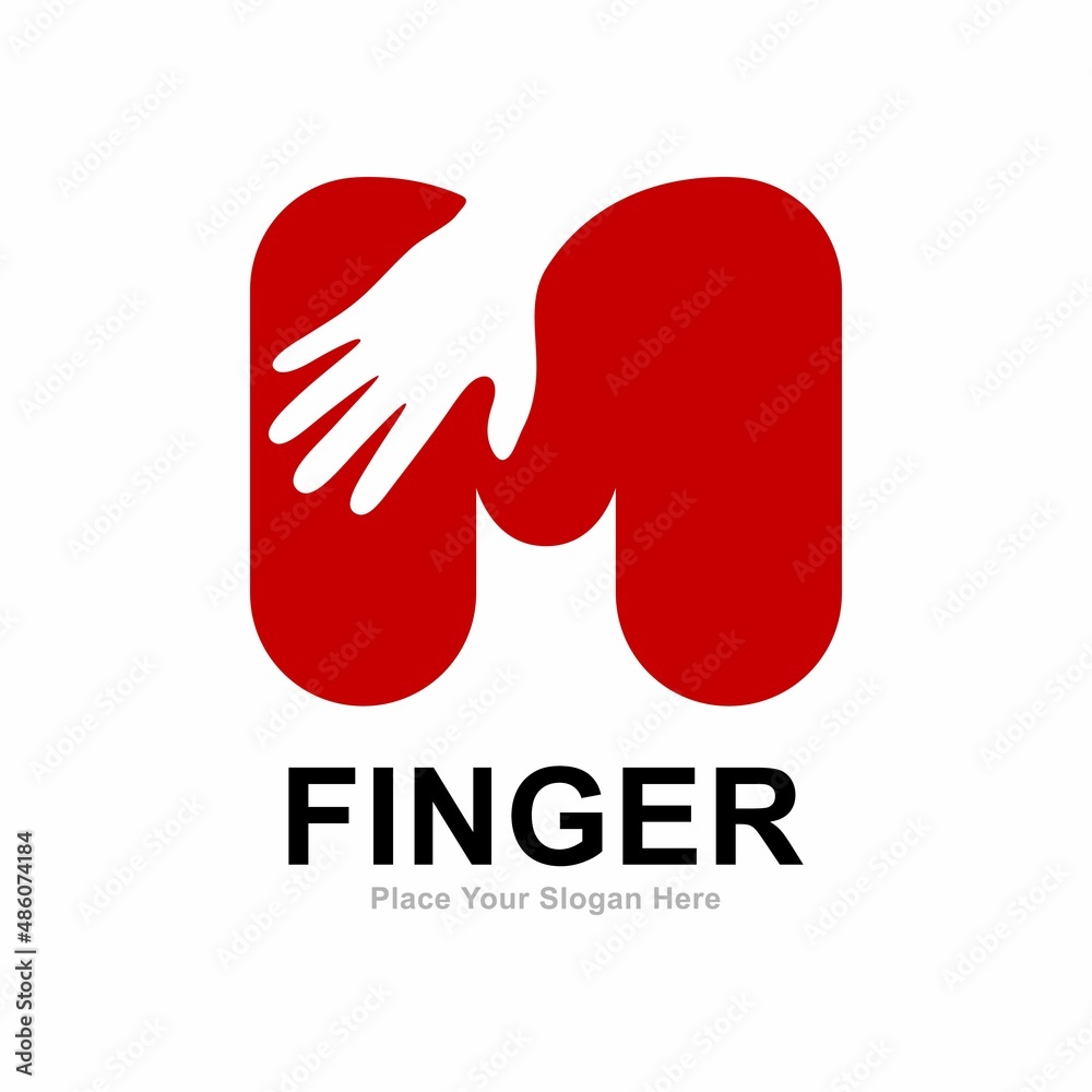 letter M with hand fingers logo vector design. Suitable for hand symbol ...