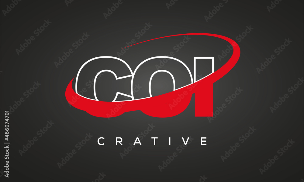 COI letters creative technology logo with 360 symbol vector art ...