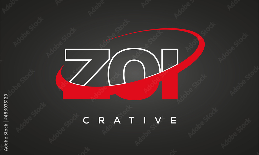 ZOI letters creative technology logo with 360 symbol vector art ...