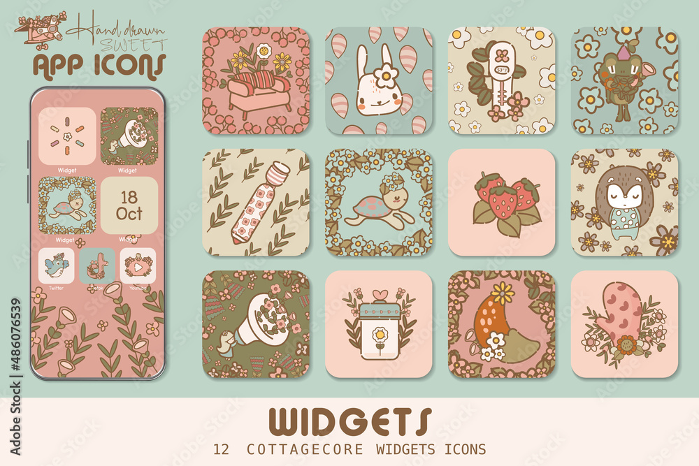 Cottagecore Aesthetic Widgets, Wallpaper, iPhone Wallpaper Stock Vector ...