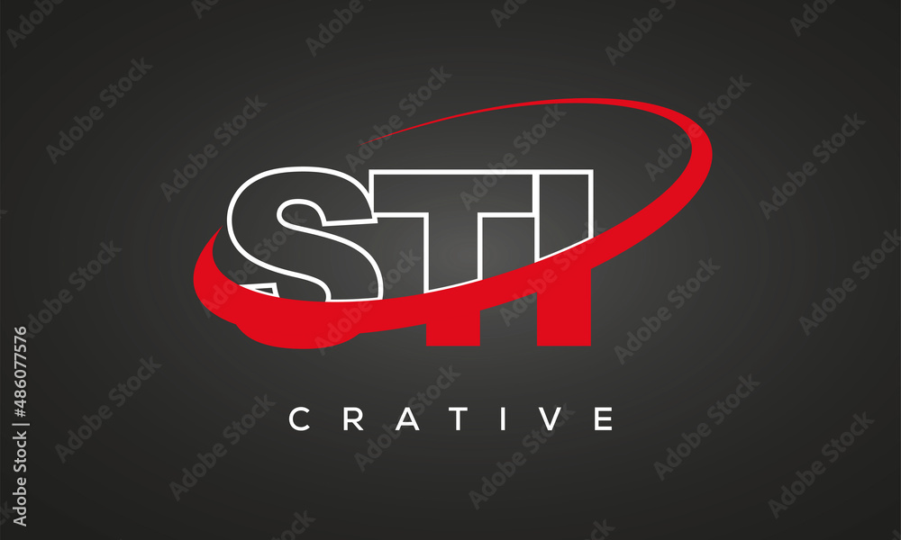 STI letters creative technology logo with 360 symbol vector art ...