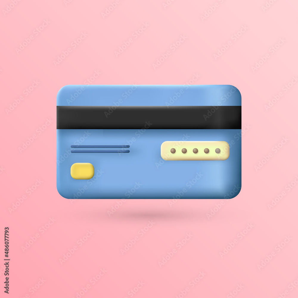 Cartoon three-dimensional blue plastic credit card for e-commerce ...