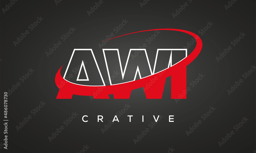 AWI letters creative technology logo with 360 symbol vector art ...