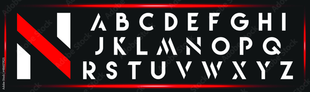 N Elegant Modern alphabet letters font. Classic Tech Lettering Minimal ...