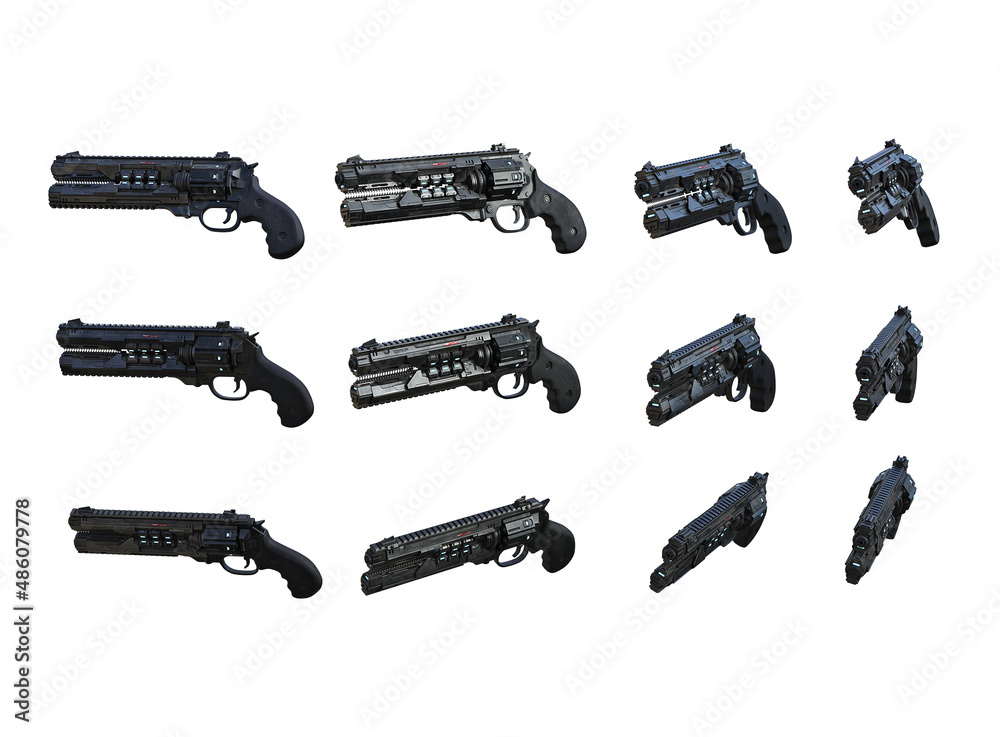High Tech revolver pose set 2 Stock Illustration | Adobe Stock