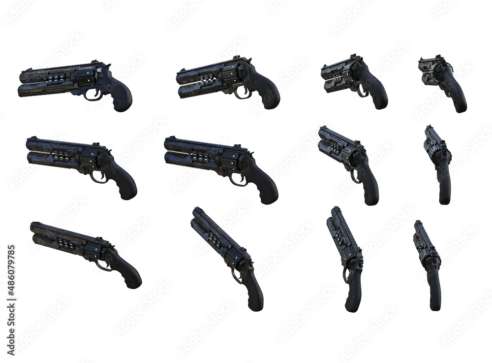 High Tech revolver pose set 1 Stock Illustration | Adobe Stock