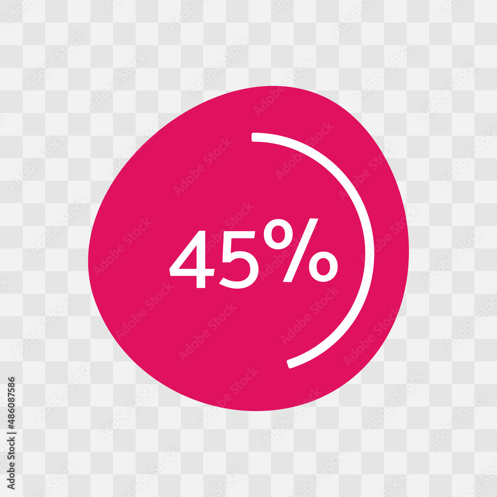 45 percent chart. Vector percentage infographics. Magenta isolated icon ...