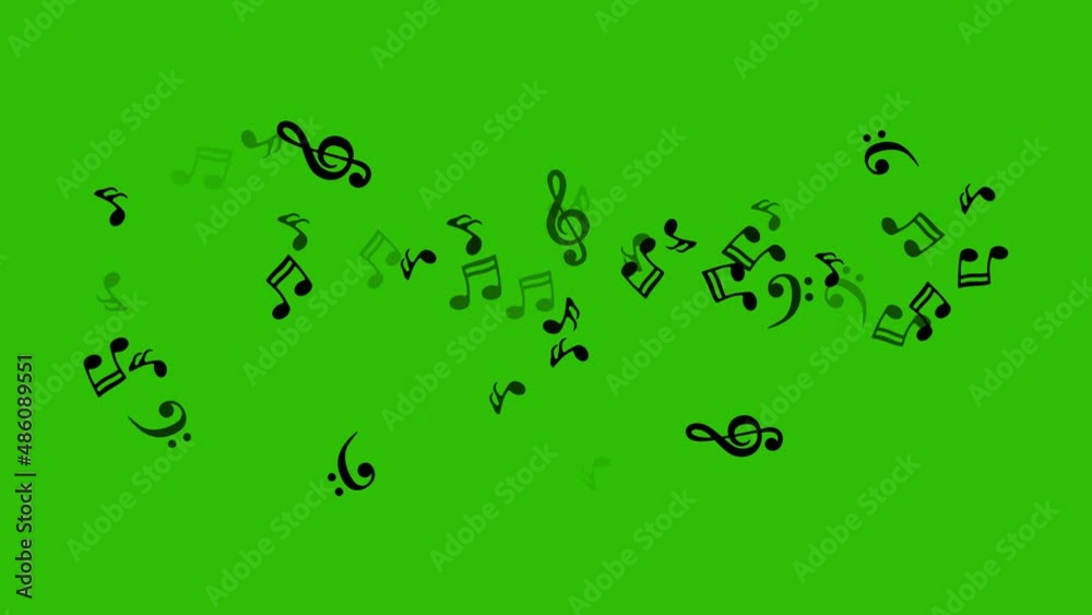Musical notes and symbols appearing, getting bigger, and disappearing ...