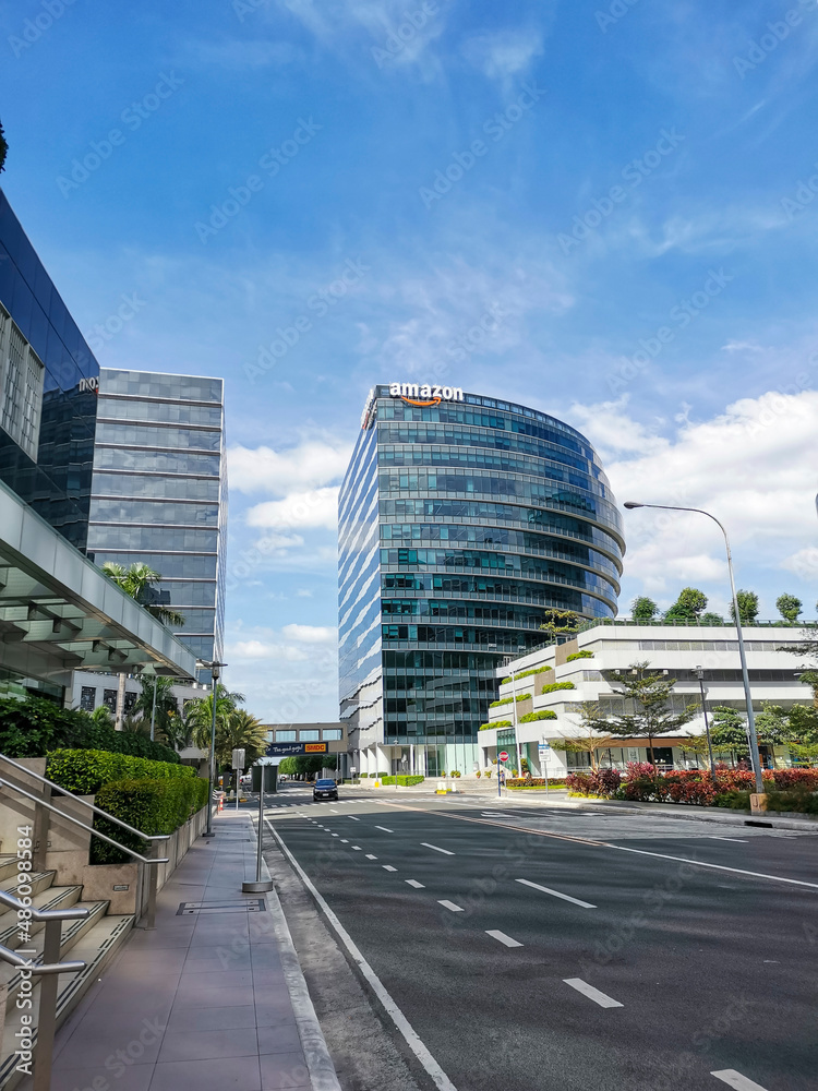Pasay, Metro Manila, Philippines - Feb 2022: Three E-Com Center, a mid ...