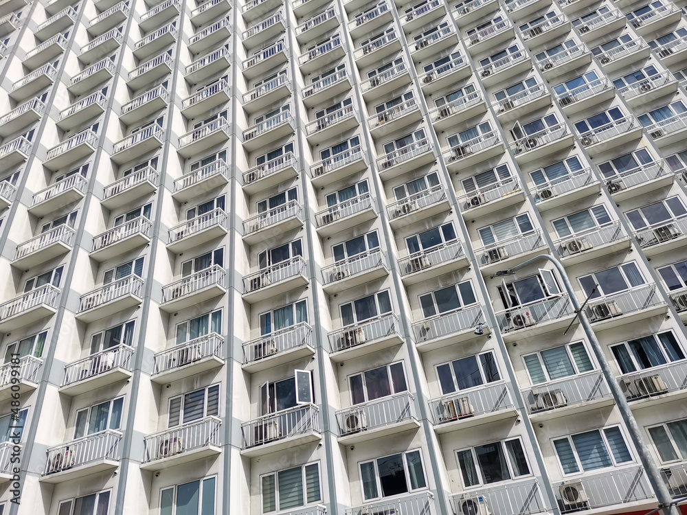 Pasay, Metro Manila, Philippines - Facade of a mid-end condominium with ...