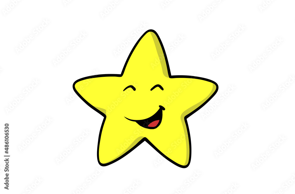 Gelbes Stern Gesicht als Emoticon schaut lachend Stock Illustration ...