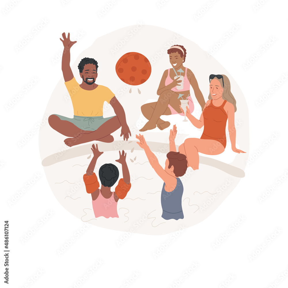 Playing ball abstract concept vector illustration. Neighbors spend time ...