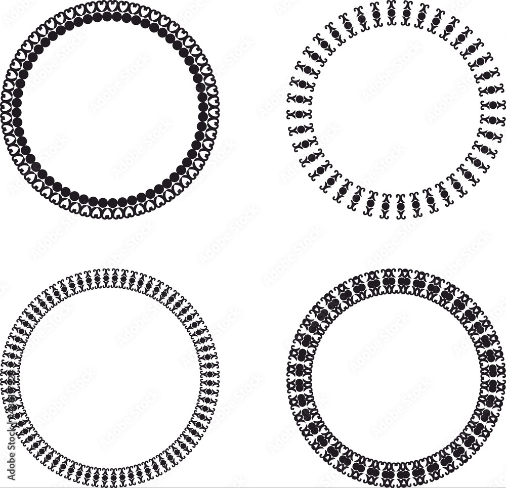 Round frame set. Circle Ornamental decorative frame with graphic ...