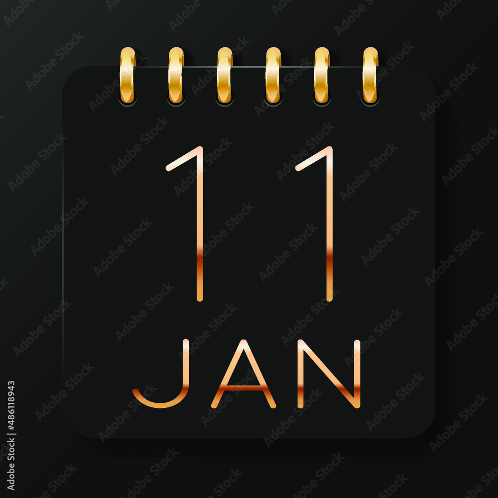 11 day of the month. January. Luxury calendar daily icon. Date day week ...