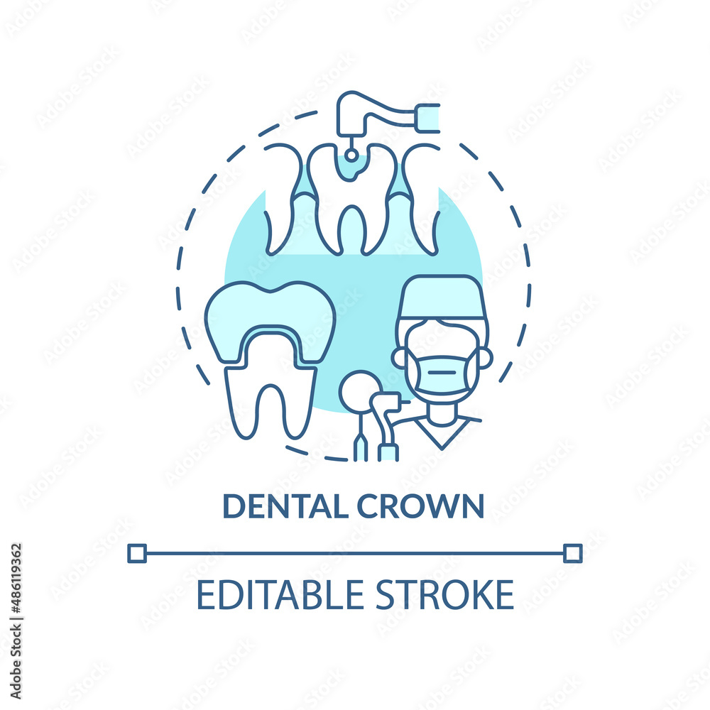 Dental crown turquoise concept icon. Cosmetic dentistry type abstract ...